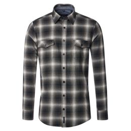 Flanellhemd Casamoda "Casamoda Flanellhemd kariert", Herren, Gr. L, Normalgr&ouml;&szlig;en, beige (beige 300), 100% Baumwolle, kariert, l&auml;ssig geschnitten, Hemden