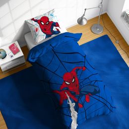 Kinderbettw&auml;sche Spiderman "Spiderman Webtastic", bunt (blau), B/L: 135cm x 200cm, 1 Stk., 1 Stk., Linon, B/L: 80cm x 80cm, 2, Linon, Obermaterial: 100% Baumwolle, Bettw&auml;sche, 100% Baumwolle