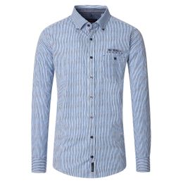 Langarmhemd Casamoda "Casamoda Freizeithemd Print", Herren, Gr. XL, Normalgr&ouml;&szlig;en, blau, 100% Baumwolle, bedruckt, l&auml;ssig geschnitten, Hemden