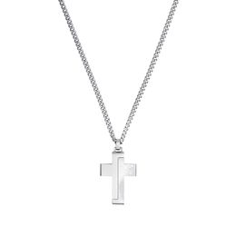 Kette mit Anh&auml;nger Tom Tailor "Kreuz-Motiv", edelstahlfarben, Halsketten, Herren, Edelstahl, L: 50 B: 3,8mm, B:3,8mm