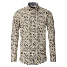 Langarmhemd Casamoda "Casamoda Freizeithemd Print", Herren, Gr. L, Normalgr&ouml;&szlig;en, beige (beige 600), 100% Baumwolle, bedruckt, l&auml;ssig geschnitten, Hemden