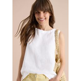 Blusentop Cecil, Damen, Gr. XXL (46), wei&szlig;, Web, 100% Leinen, unifarben, klassisch normal, Rundhals, normaler Saum, Blusen Blusentop, aus Leinen