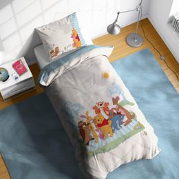 Kinderbettw&auml;sche Disney "Winnie The Pooh Party", blau, B/L: 135cm x 200cm, 1 Stk., 1 Stk., Linon, B/L: 80cm x 80cm, 2, Linon, Obermaterial: 100% Baumwolle, Bettw&auml;sche, 100% Baumwolle