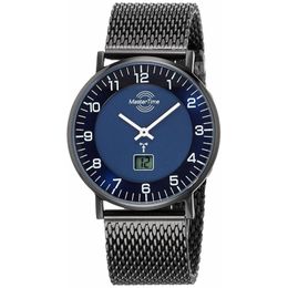 Funkuhr MASTER TIME "Basic", blau (schwarz, blau), Armbanduhren, Herren, Funkuhr, Armbanduhr, Quarzuhr, Herrenuhr, Datum, Langzeitbatterie
