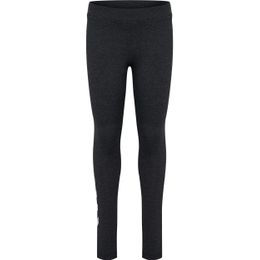 Leggings Hummel "hmlJR LOGO TIGHTS", M&auml;dchen, Gr. 164, schwarz (schwarz melange), Obermaterial: 57% Baumwolle, 38% Polyester, 5% Elasthan, Hosen Leggings