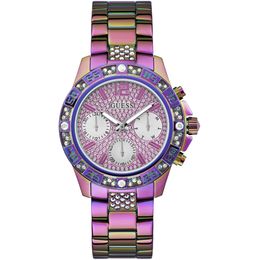 Multifunktionsuhr Guess "MAJESTY", bunt, Armbanduhren, Damen, Quarzuhr, Armbanduhr, Damenuhr, Datum, Edelstahlarmband