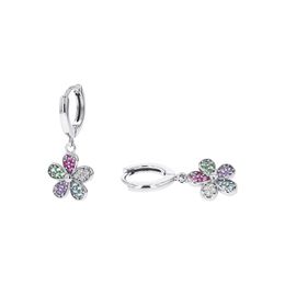 Paar Ohrh&auml;nger Prinzessin Lillifee "Blume-Motiv", silberfarben, lila, hellblau, lila, hellblau, Ohrringe, M&auml;dchen, Silber 925 (Sterlingsilber), mit Zirkonia (synth.)