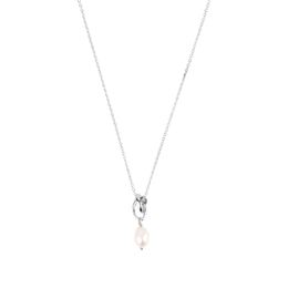 Kette mit Anh&auml;nger Tom Tailor "Knoten-Motiv", silberfarben, wei&szlig;, Halsketten, Damen, Perlen Silber 925 (Sterlingsilber), L: 45 B: 1,2mm, Perlen, Silber 925 (Sterlingsilber), mit S&uuml;&szlig;wasserzuchtperle, B:1,2mm