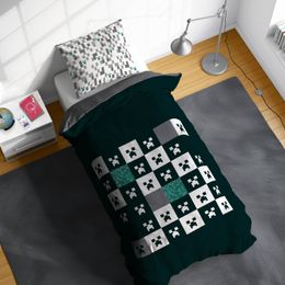 Kinderbettw&auml;sche Minecraft "Minecraft Creeper", schwarz, B/L: 135cm x 200cm, 1 Stk., 1 Stk., Linon, B/L: 80cm x 80cm, 2, Linon, Obermaterial: 100% Baumwolle, Bettw&auml;sche, 100% Baumwolle