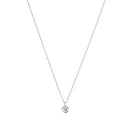 Kette mit Anh&auml;nger Tom Tailor "Solit&auml;r-Optik", silberfarben, wei&szlig;, Halsketten, Damen, Silber 925 (Sterlingsilber), L: 45 B: 1,2mm, mit Zirkonia (synth.), B:1,2mm