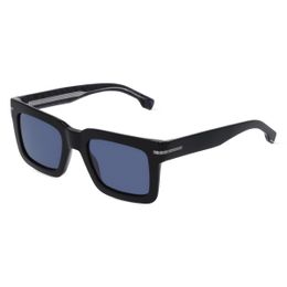 HUGO BOSS Boss 1501/S | Herren-Sonnenbrille | Fassung: Vollrand, Quadratisch, Acetat, Schwarz Gl&auml;nzend | Glasfarbe: Blaugrau