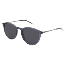 HUGO BOSS Hugo HG 1286/S | Herren-Sonnenbrille | Fassung: Vollrand, Rund, Kunststoff, Blau Silber | Glasfarbe: Grau