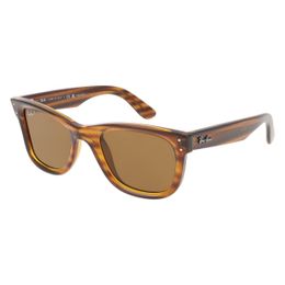 Ray-Ban RBR0502S WAYFARER REVERSE | Unisex-Sonnenbrille | Fassung: Vollrand, Quadratisch, Kunststoff, Havanna Gestreift | Glasfarbe: Braun