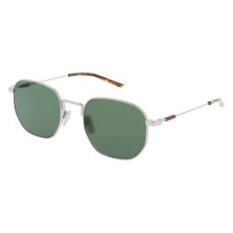Gucci GG2095S | Herren-Sonnenbrille | Fassung: Vollrand, Rund, Metall, Silber | Glasfarbe: Gr&uuml;n