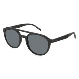HUGO BOSS Hugo HG 1305/S | Herren-Sonnenbrille | Fassung: Vollrand, Rund, Kunststoff, Schwarz | Glasfarbe: Grau