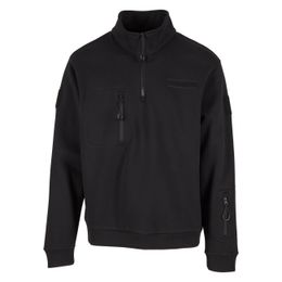Sweater Brandit "Brandit Tactical Sweat Troyer", Herren, Gr. L, schwarz, 100% Polyacryl, unifarben, Sweatshirts Sweater