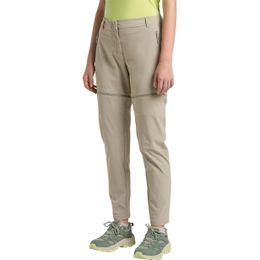 Zip-off-Hose Jack Wolfskin "HIKEOUT ZIP OFF PANTS W", Damen, Gr. 38, Normalgr&ouml;&szlig;en, grau (stone), Obermaterial: 86% Polyamid, 14% sonstige Fasern. Futter: 100% Polyester, Hosen