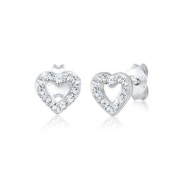 Paar Ohrstecker Elli "Ohrstecker Herz mit Kristallen von Swarovski 925 Silber", silber, Ohrringe, Damen, onesize,mit Steinen, Silber 925 (Sterlingsilber)
