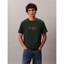 T-Shirt Calvin Klein Jeans "SS Hero Monologo Tee 20s", Herren, Gr. M, sycamore, Web, Obermaterial: 100% Baumwolle, unifarben, l&auml;ssig geschnitten normal, Rundhals, eingesetzt abgesteppte Kante, Shirts T-Shirt, Mit Rundhalsausschnitt, regular fit