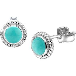 Paar Ohrstecker Elli "Schmuck Geschenk Silber 925 Ohrringe", gr&uuml;n (silberfarben, t&uuml;rkis, t&uuml;rkis), Ohrringe, Damen, 9mm, Silber 925 (Sterlingsilber), mit Howlith oder Amethyst