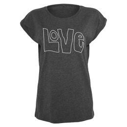 T-Shirt MisterTee "MisterTee Damen Ladies Love Tee", Damen, Gr. S, charcoal, 100% Baumwolle, unifarben, normal, Rundhals, Shirts T-Shirt