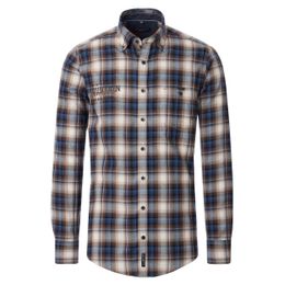 Flanellhemd Casamoda "Casamoda Flanellhemd kariert", Herren, Gr. L, Normalgr&ouml;&szlig;en, beige (601 beige), 100% Baumwolle, kariert, l&auml;ssig geschnitten, Hemden