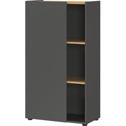 Aktenschrank Germania "Adrano", grau (graphit, navarra, eiche, nachbildung), B:61cm H:110cm T:34cm, Holzwerkstoff, Schr&auml;nke, passend f&uuml;r Ordner, in 2 H&ouml;hen, beidseitig montierbar, Made in Germany