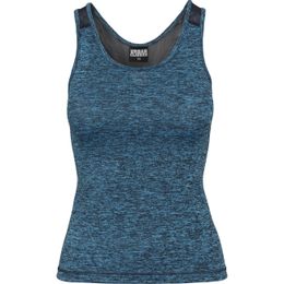 Yoga & Relax Shirt Urban Classics "Urban Classics Damen Ladies Active Melange Trainings Top", Damen, Gr. L, turquoise, schwarz, schwarz, 94% Polyester, 6% Elasthan, unifarben, slim fit, Racerback, Shirts