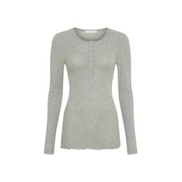 Langarmhemd SEAMLESS BASIC "Seamless Basic Shirt Cotton Granddad", Damen, Gr. S/M, grau melange, Obermaterial: 100% Baumwolle, Hemden