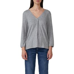 3/4-Arm-Shirt s.Oliver, Damen, Gr. 38, grau melange, Web, Obermaterial: 50% Viskose, 28% Polyester, 22% Polyamid, meliert, l&auml;ssig geschnitten h&uuml;ftbedeckend, V-Ausschnitt, elastischer Bund, Shirts 3/4-Arm-Shirt, mit V-Ausschnitt