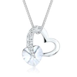 Collierkettchen Elli "Herz Anh&auml;nger 925 Silber, mit Kristallen von Swarovski", wei&szlig;, Halsketten, Damen, 45,mit Steinen, Silber 925 (Sterlingsilber), L: 45