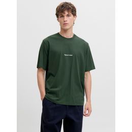 Jack & Jones Rundhalsshirt JACK & JONES "JORNORREBRO EMB TEE SS CREW NECK NOOS", Herren, Gr. M, sycamore, Jersey, Obermaterial: 100% Baumwolle, bedruckt, relaxed fit normal, Rundhals, gerader Abschluss, Shirts Rundhalsshirt, Baumwolle, locker geschnitten
