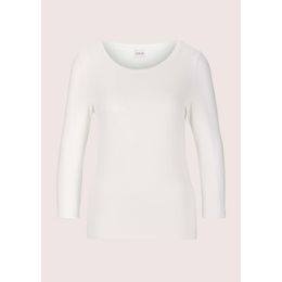 Madeleine Mode 3/4-Arm-Shirt MADELEINE "Blusenshirt Halbarm Viskose-Oberteil f&uuml;r Damen", Damen, Gr. 42, wei&szlig; (wollwei&szlig;), Obermaterial: 95% Viskose CV. 5% Elasthan EL., Modern, normal, U-Boot-Ausschnitt, Shirts 3/4-Arm-Shirt