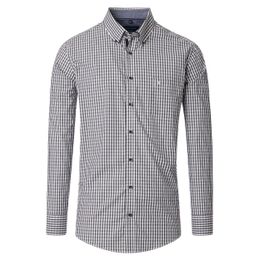 Langarmhemd Casamoda "Casamoda Freizeithemd kariert", Herren, Gr. L, Normalgr&ouml;&szlig;en, grau, 100% Baumwolle, kariert, comfort fit, Hemden