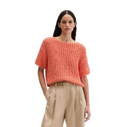 Marc O'Polo Strickpullover MARC O'POLO "aus B&auml;ndchengarn", Damen, Gr. L, warm orange, Obermaterial: 75% Baumwolle, 25% Polyester, unifarben, U-Boot-Ausschnitt, Pullover Strickpullover