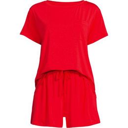 LANDS' END K&uuml;hlendes Pyjama-Set mit Shorts, Damen,  Rot, Elasthan/Viskose-Mischung, by Lands' End