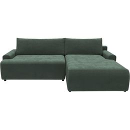 Ecksofa Trendmanufaktur "Prag, Schlafsofa mit Bettkasten, Couch in L-Form, Breite 253 cm", dunkelgr&uuml;n, B:253cm H:82cm T:167cm, 92%Polyester, 8%Polyamide, Sofas, Ecksofa, in Cordstoff HYPER, dunkelgr&uuml;n, Recamiere rechts