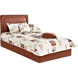 Polsterbett, braun, B:110cm L:210cm, Bezug Bett: Mikrofaser (100% Polyester);Bonnell-Federkernmatratze: Mischgewebe (51% Polyprophlen, 39% Polyester, 10% Baumwolle);Kaltschaummatratze: Frottee (100% Polyester), Bezug abnehm- und waschbar bis 60C, Westfalia Schlafkomfort, Betten, Polsterbett, inkl. Bettkasten bei Ausf&uuml;hrung mit Matratze