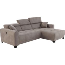 Jockenh&ouml;fer Ecksofa JOCKENH&Ouml;FER GRUPPE "Cremona L-Form, B: 263 cm, mit 30 cm elektr. Sitztiefenverstellung", hellbraun 415, 18, B:263cm T:115cm, Korpus: 100% Polyester;Kissen: 100% Polyester, Sofas, Ecksofa, 140kg Belastbarkeit je Sitz, Kopfteilverstellung & USB-Anschluss