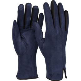 Fleecehandschuhe styleBREAKER "Touchscreen Handschuhe Kontrast", Damen, blau (dunkelblau), Obermaterial: 10% Elasthan EL. 90% Polyester PES., Modisch, Handschuhe