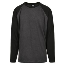 Langarmshirt Urban Classics "Urban Classics Herren Raglan Contrast LS", Herren, Gr. M, charcoal, schwarz, 100% Baumwolle, mehrfarbig, normal, Rundhals, Shirts Langarmshirt