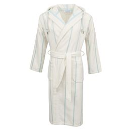 Unisex-Bademantel Carl Ross "supercombed light" Gr. L, sanftes wei&szlig;, ocean blau, L:130cm, Frottier, Hausm&auml;ntel, Kapuze