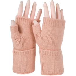 Strickhandschuhe styleBREAKER "Fingerlose Strickhandschuhe Einfarbig", Damen, rosa (rose), Obermaterial: 100% Polyacryl PAN., Modisch, Handschuhe