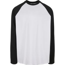 Langarmshirt Urban Classics "Urban Classics Herren Organic Oversized Raglan Longsleeve", Herren, Gr. 3XL, wei&szlig;, schwarz, 100% Baumwolle, unifarben, oversize, Rundhals, Shirts Langarmshirt