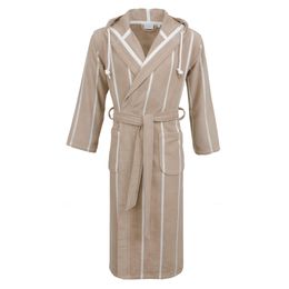 Unisex-Bademantel Carl Ross "supercombed light" Gr. S, khaki, sanftes wei&szlig;, L:125cm, Frottier, Hausm&auml;ntel, Kapuze
