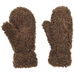 F&auml;ustlinge styleBREAKER "Teddy F&auml;ustlinge mit Fleece Futter", Damen, braun (dunkelbraun), Obermaterial: 10% Elasthan EL. 90% Polyester PES., Modisch, Handschuhe F&auml;ustlinge