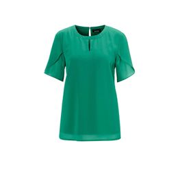 Kurzarmbluse GOLDNER "Elegantes Blusenshirt mit Rundhals", Damen, Gr. 52, orange (koralle), Obermaterial: 100% Polyester PES., figurumspielend, Chiffonbesatz, Blusen, Ohne