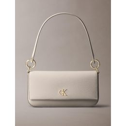 Schultertasche Calvin Klein Jeans "MINIMAL MONOGRAM SHOULDER POUCH", Damen, Gr. B/H/T: 25cm x 13cm x 4cm, beige, Lederimitat, Textil, unifarben, Taschen Schultertasche, Umh&auml;ngetasche, Damen Handtasche, Henkeltasche mit CK-Logo