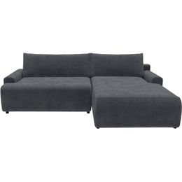 Ecksofa Trendmanufaktur "Prag, Schlafsofa mit Bettkasten, Couch in L-Form, Breite 253 cm", dunkelgrau, B:253cm H:82cm T:167cm, 92%Polyester, 8%Polyamide, Sofas, Ecksofa, in Cordstoff HYPER, dunkelgrau, Recamiere rechts