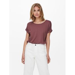 T-Shirt Only "ONLMOSTER &ndash; Kurzarmshirt mit Aufschlag und klassischem Look", Damen, Gr. L, braun (rose braun), Jersey, Obermaterial: 75% Viskose, 20% Polyester, 5% Elasthan, unifarben, regular fit normal, Rundhals, mit Aufschlag, Shirts T-Shirt, Viskosemischung, regular fit